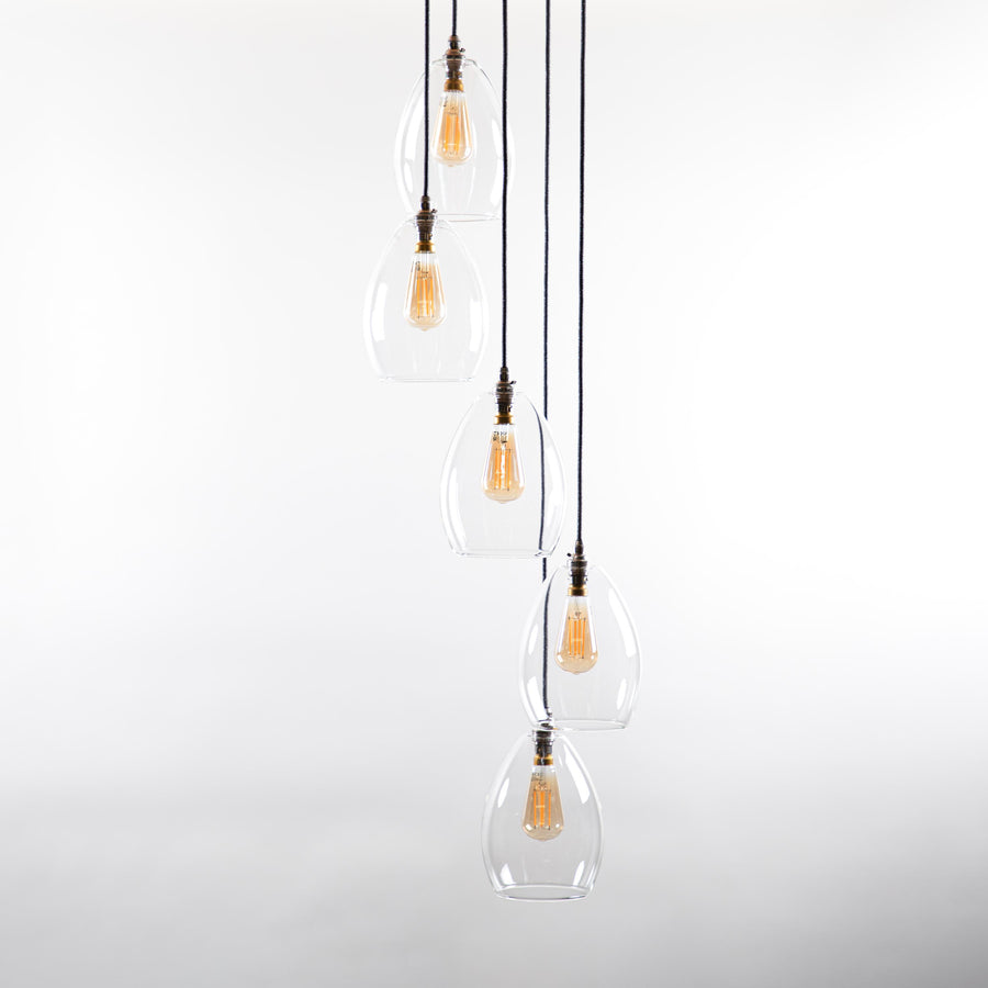 Jules Mid 5 way clear cluster light on large plate – Glow Lighting