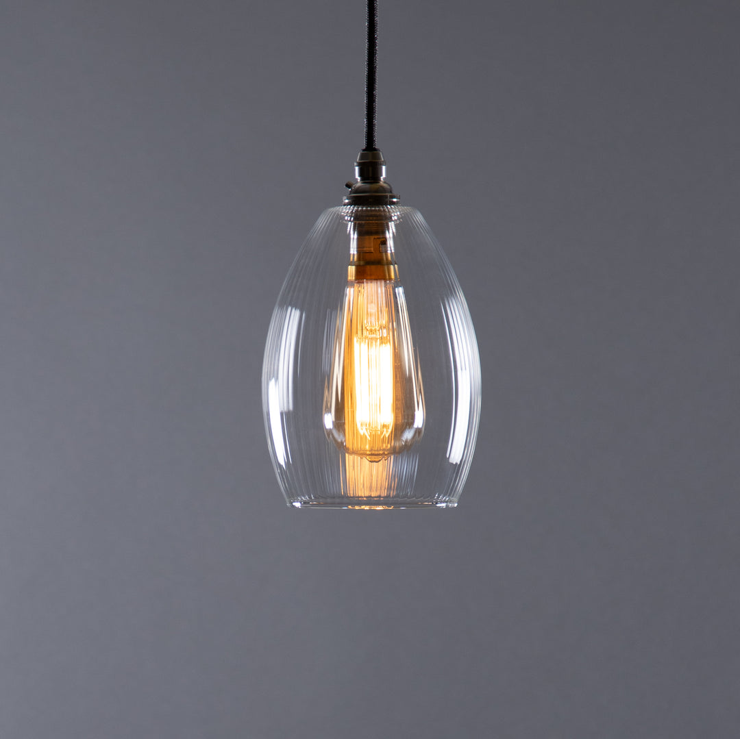 Jules Ribbed Glass Pendant Lights | Handblown Glass UK – Glow Lighting