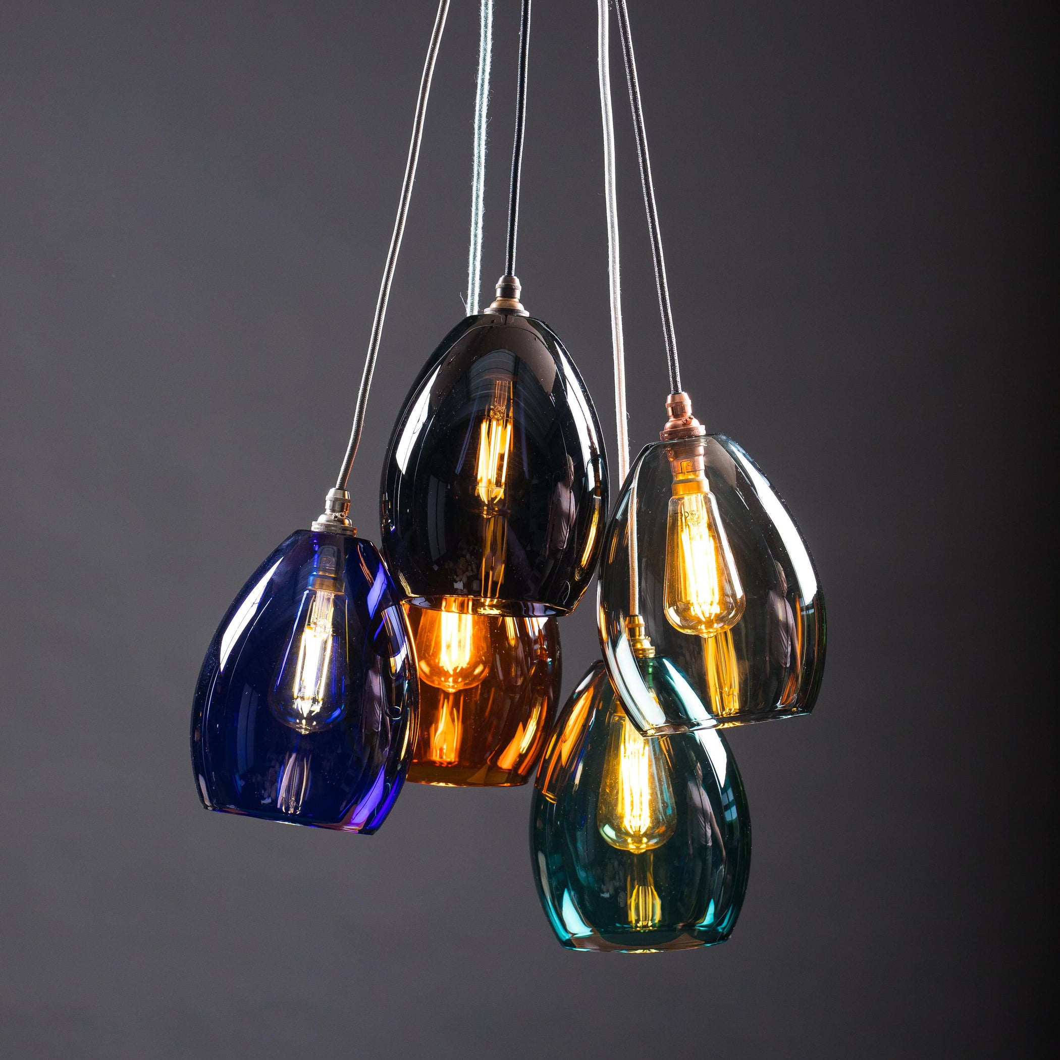 Jules 5-Way Coloured Glass Cluster Pendant Light | UK Made | Glow ...