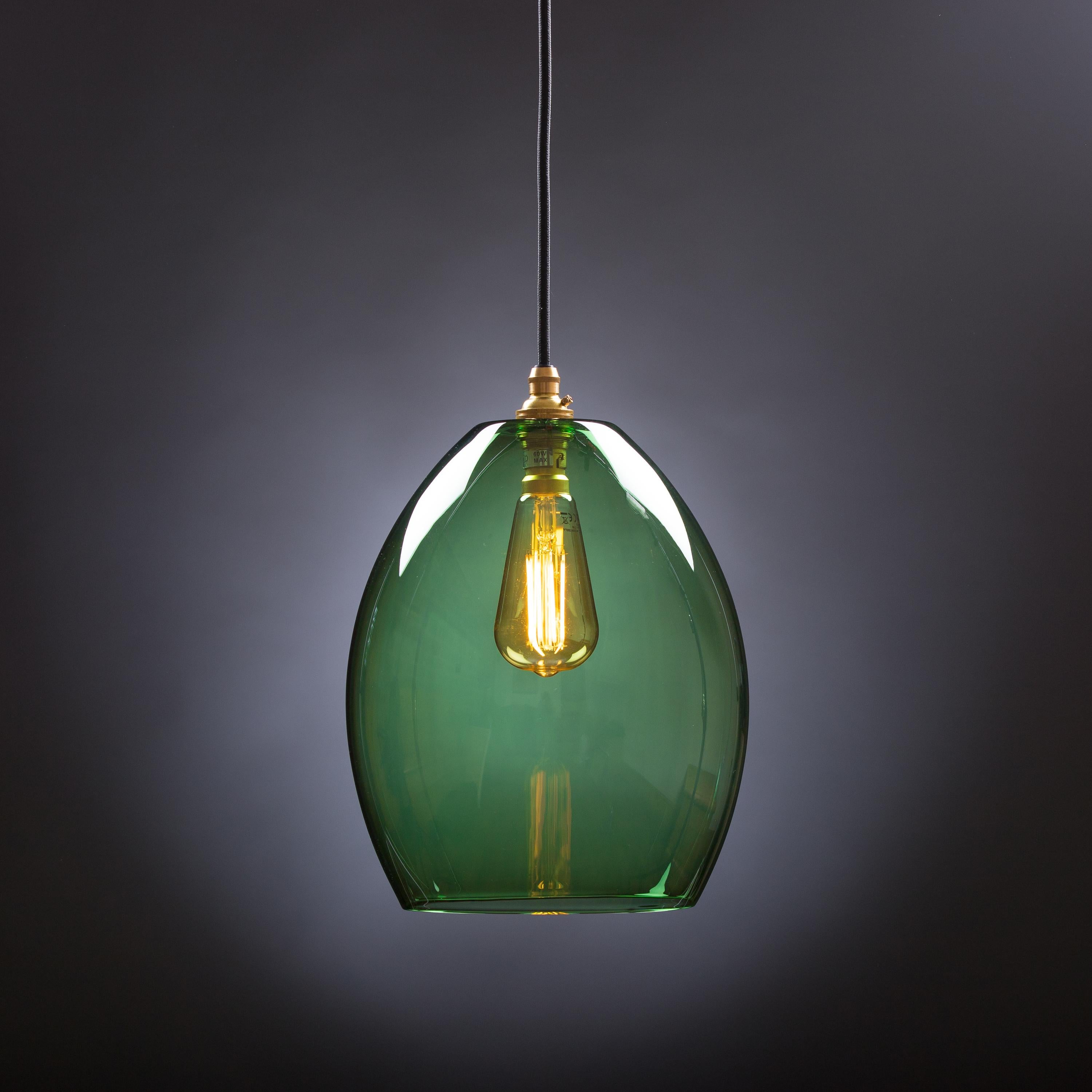 Bertie large green glass pendant light – Glow Lighting