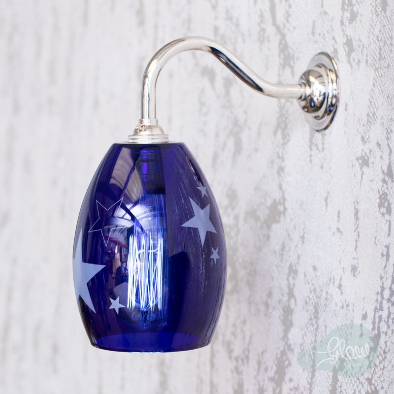 Jules Small Coloured Glass Wall Light Etched With Stars | Glow – Glow ...