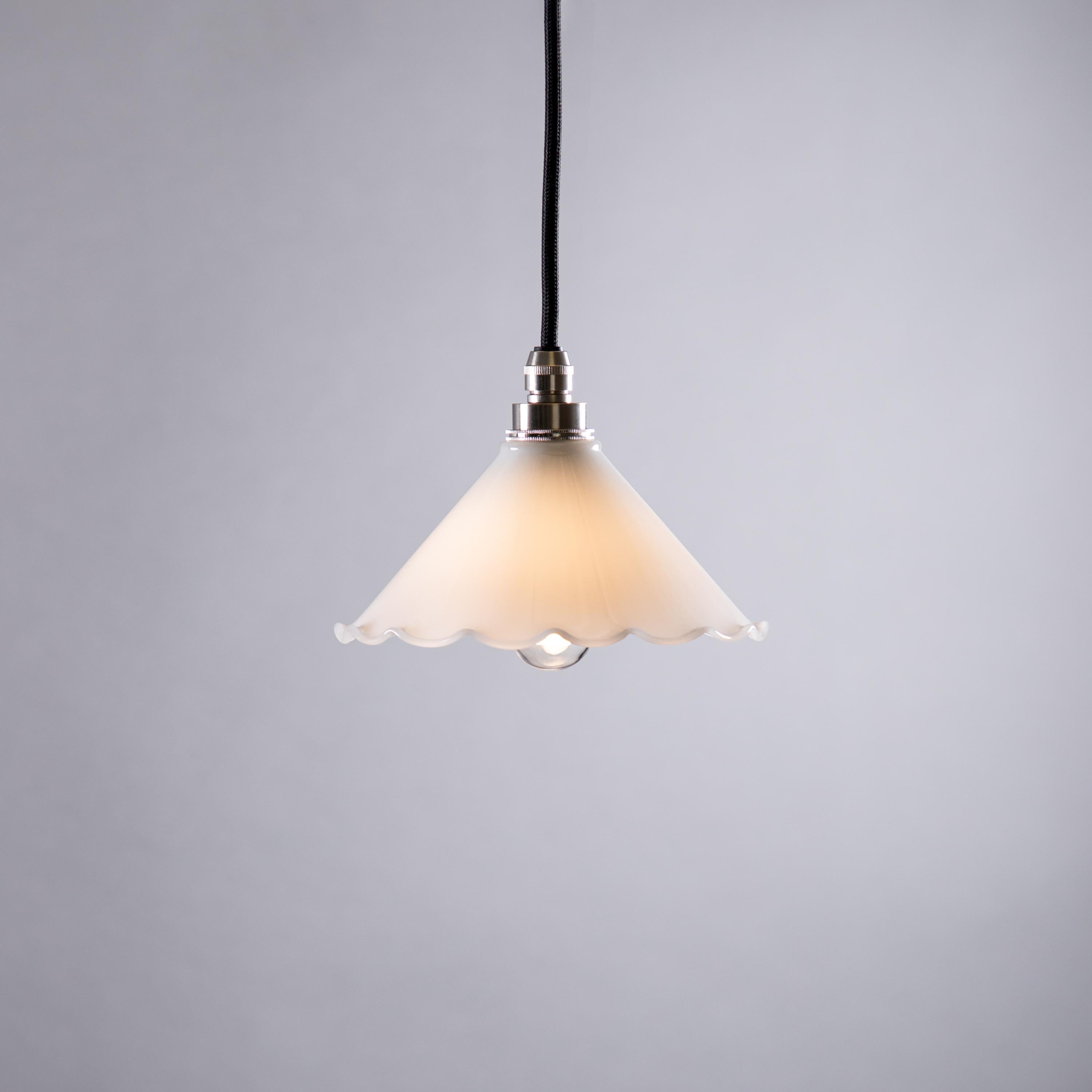 Small handblown opal frilled Florrie bathroom IP44 pendant light – Glow ...