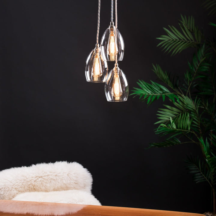 Jules Small 3 Way Cluster Pendant Light Clear Glass – Glow Lighting