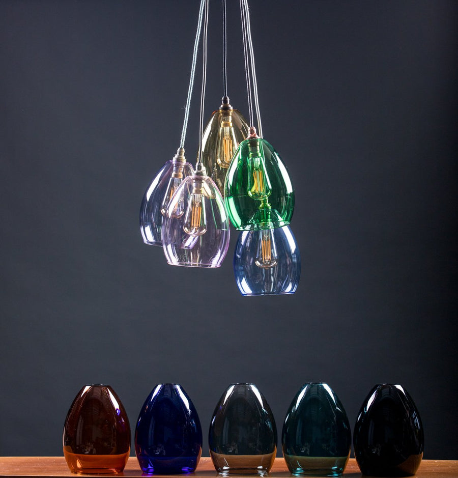 Jules 5-Way Coloured Glass Cluster Pendant Light | UK Made | Glow ...